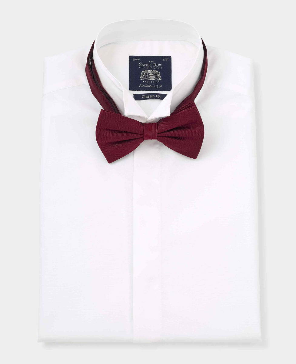 Men's White Classic Fit Wing Collar Formal Shirt With Double Cuffs ...