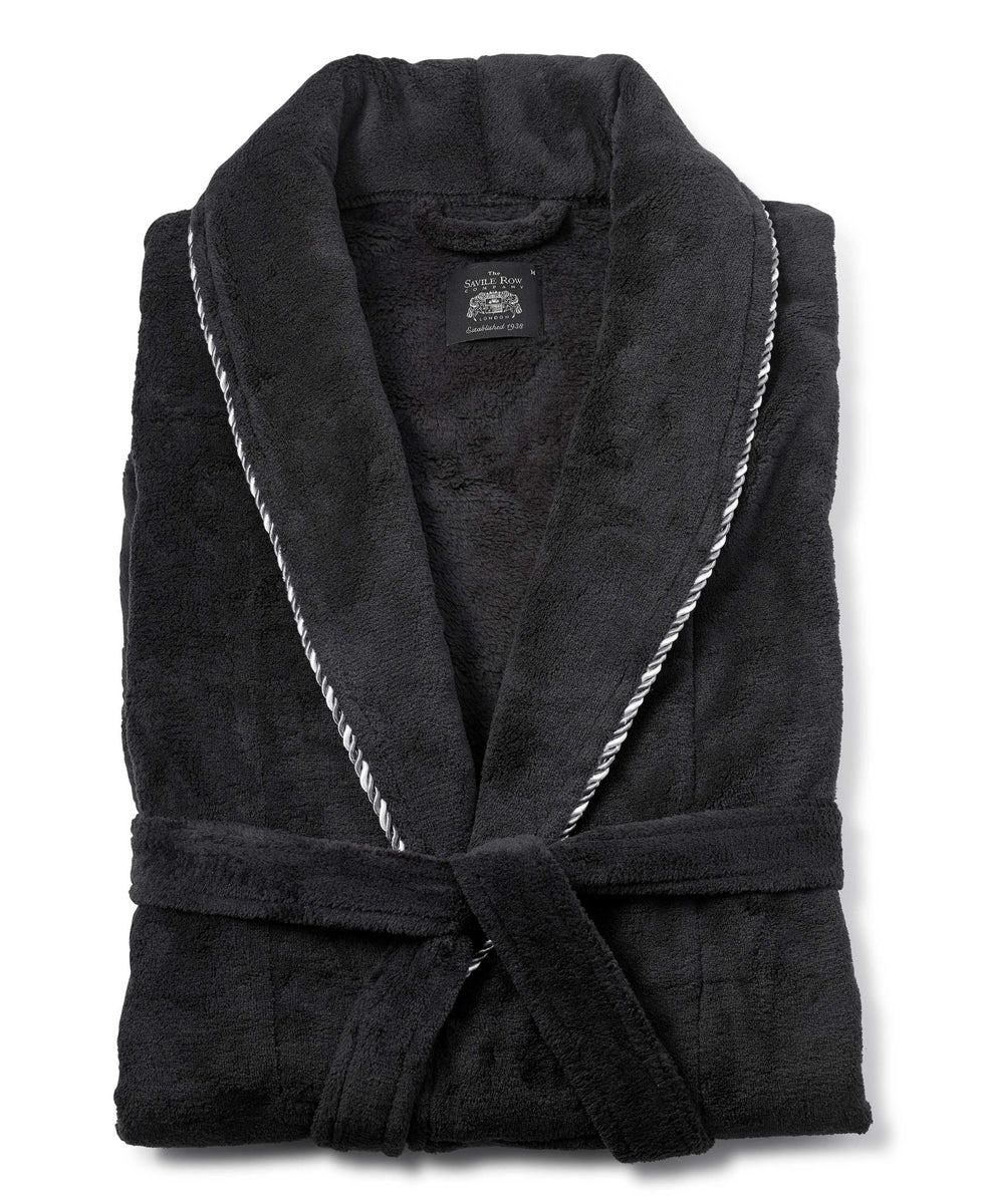 Men's Black Fleece Rope Edge Dressing Gown – Savile Row Company
