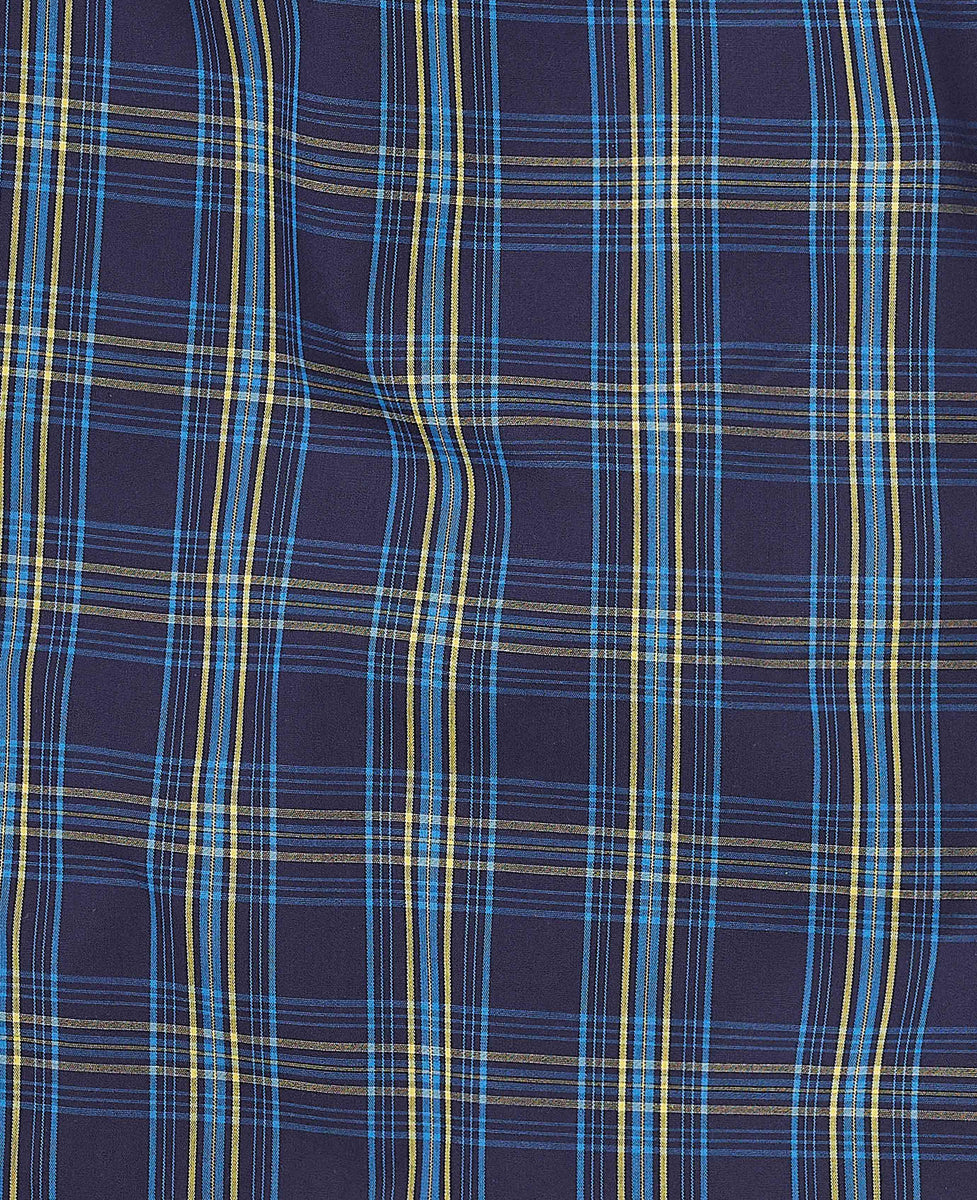 Men's Navy Cotton Check Lounge Shorts | Savile Row Company