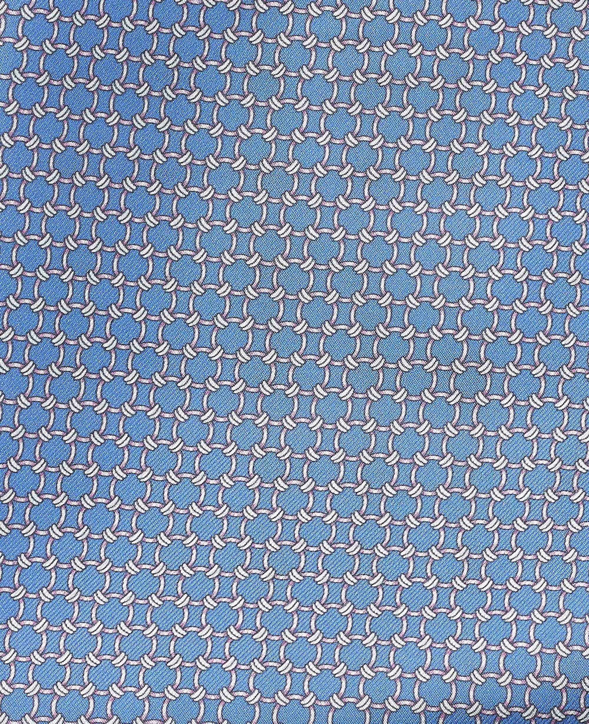 Men's Blue Chain Silk Pocket Square | Savile Row Company