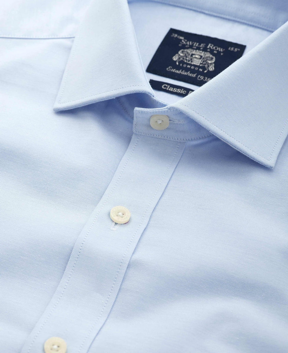 Men's Blue Pinpoint Cotton Classic Fit Formal Shirt With Single Cuffs ...