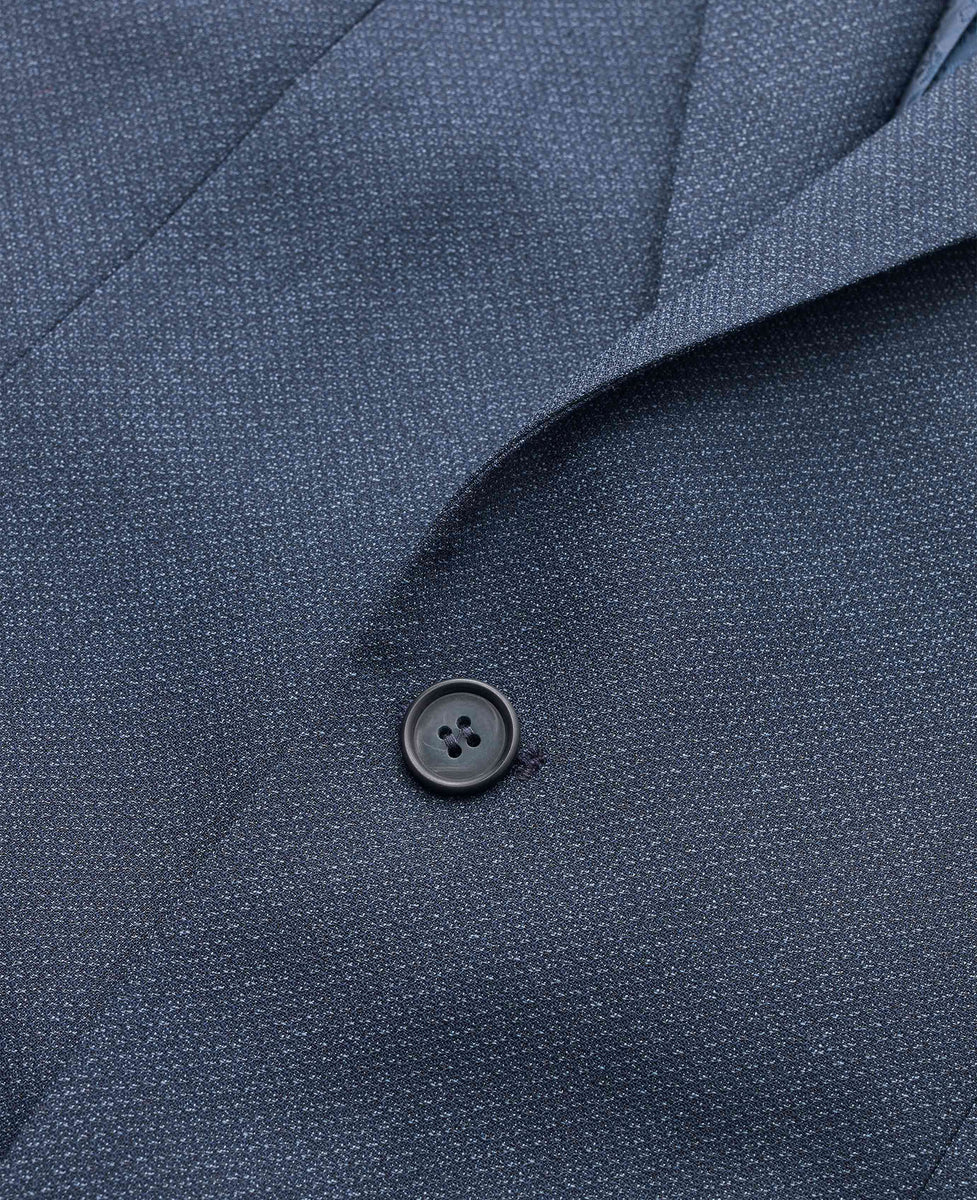 Men's Blue Wool-Blend Micro Pattern Jacket | Savile Row Company