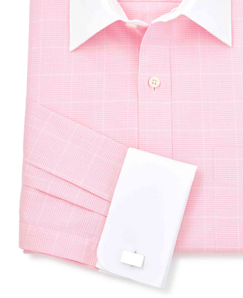 Men's Pink POW Check Winchester Classic Fit Formal Shirt With Double ...