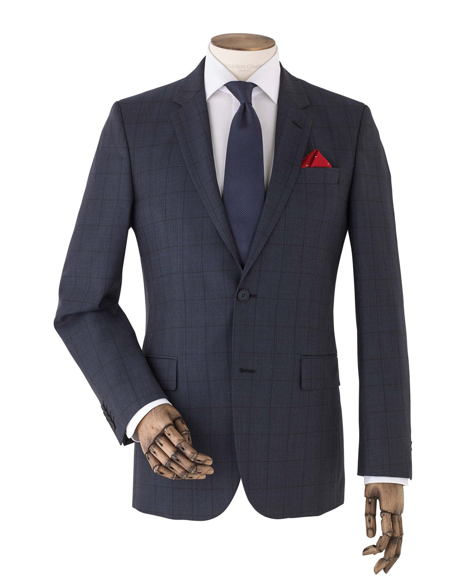 Men's Navy Muted Check Wool-Blend Suit Jacket – Savile Row Company