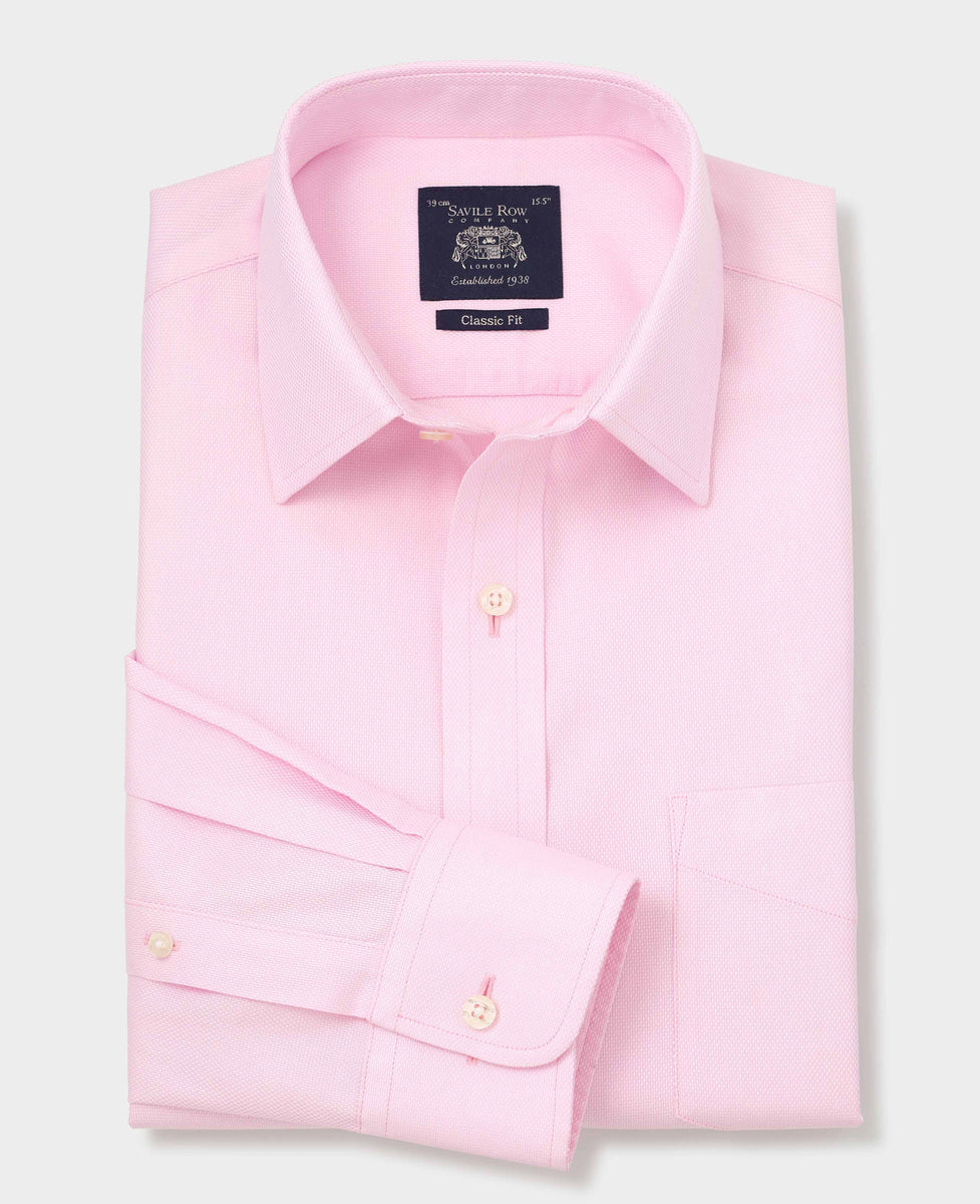 Men's Pink Cotton Classic Fit Non-Iron Shirt With Single Cuffs | Savile ...