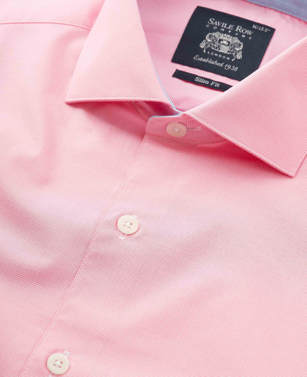 Men's Pink Cotton Micro Dobby Slim Fit Smart-Casual Shirt With Single ...