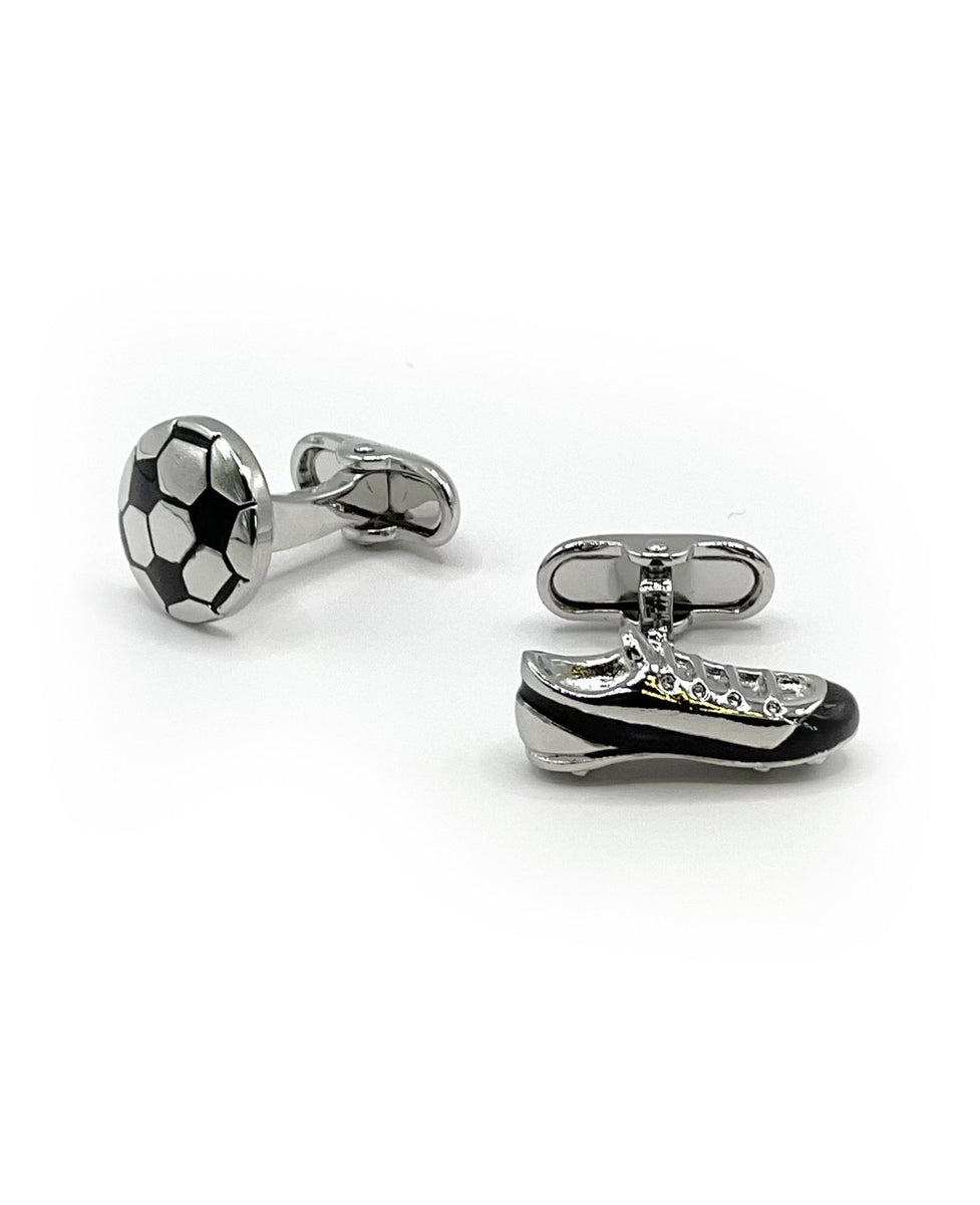 Men's Silver Rhodium Plated Football Cufflinks – Savile Row Company