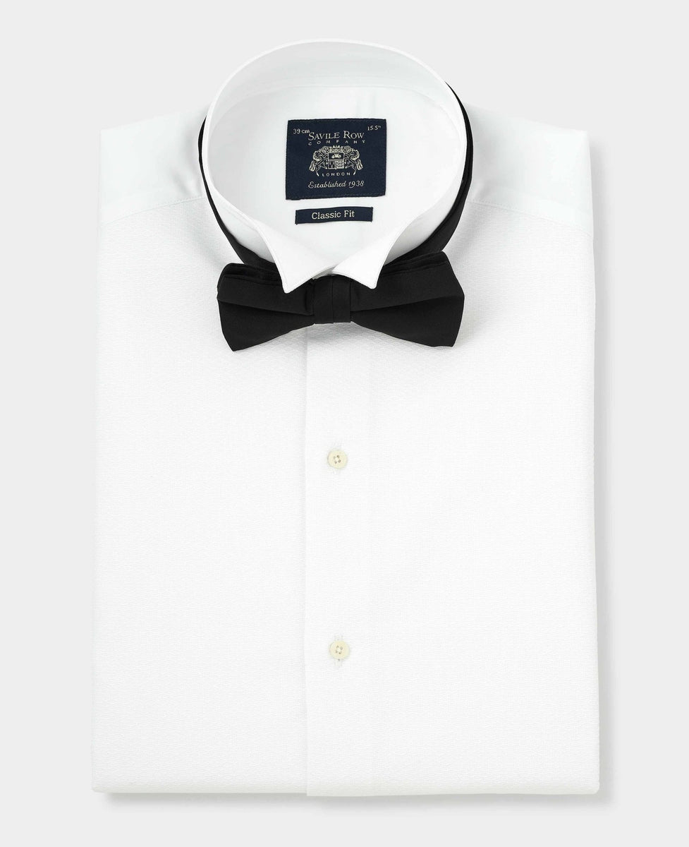 Men's White Cotton Marcella Wing Collar Classic Fit Dress Shirt With ...