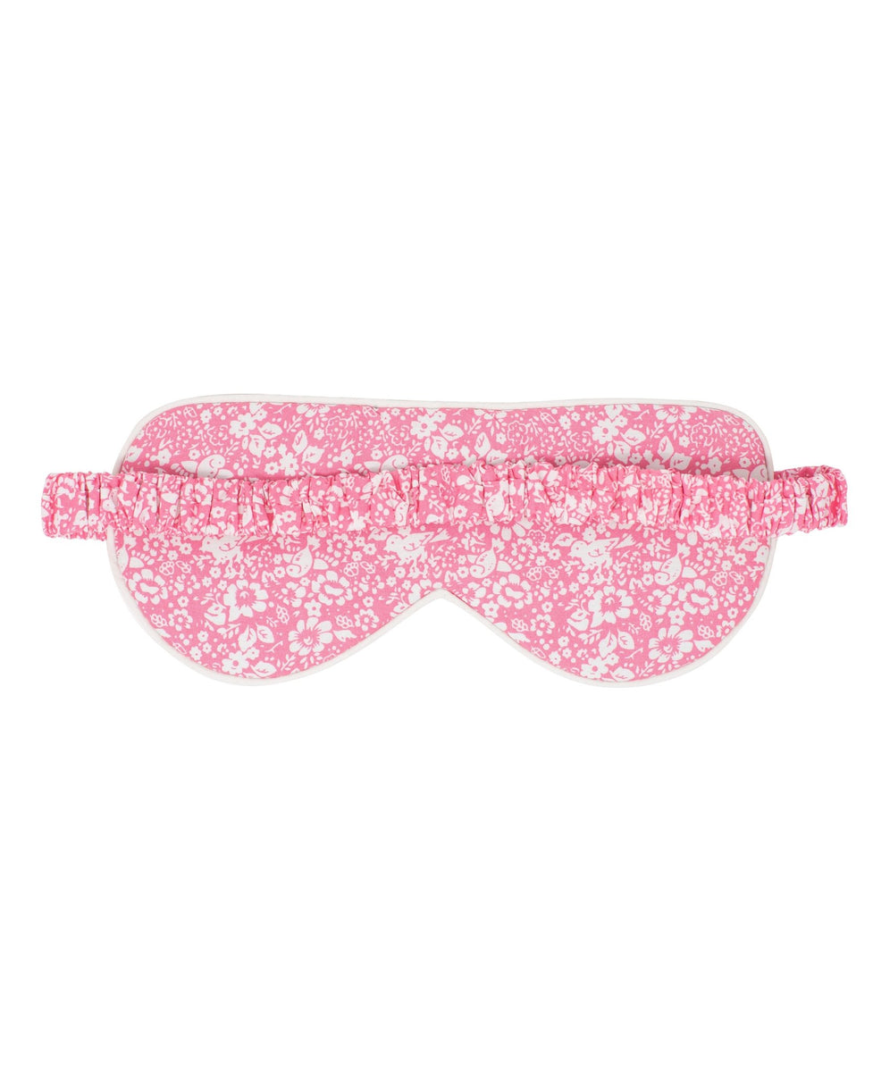 Women's White And Pink Flower Print Cotton Eye Mask - One Size – Savile ...